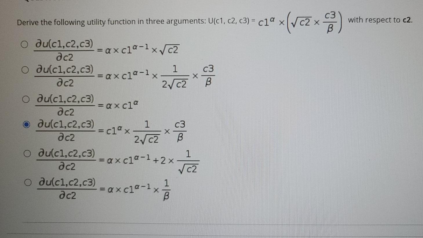 Solved Derive the following utility function in three | Chegg.com