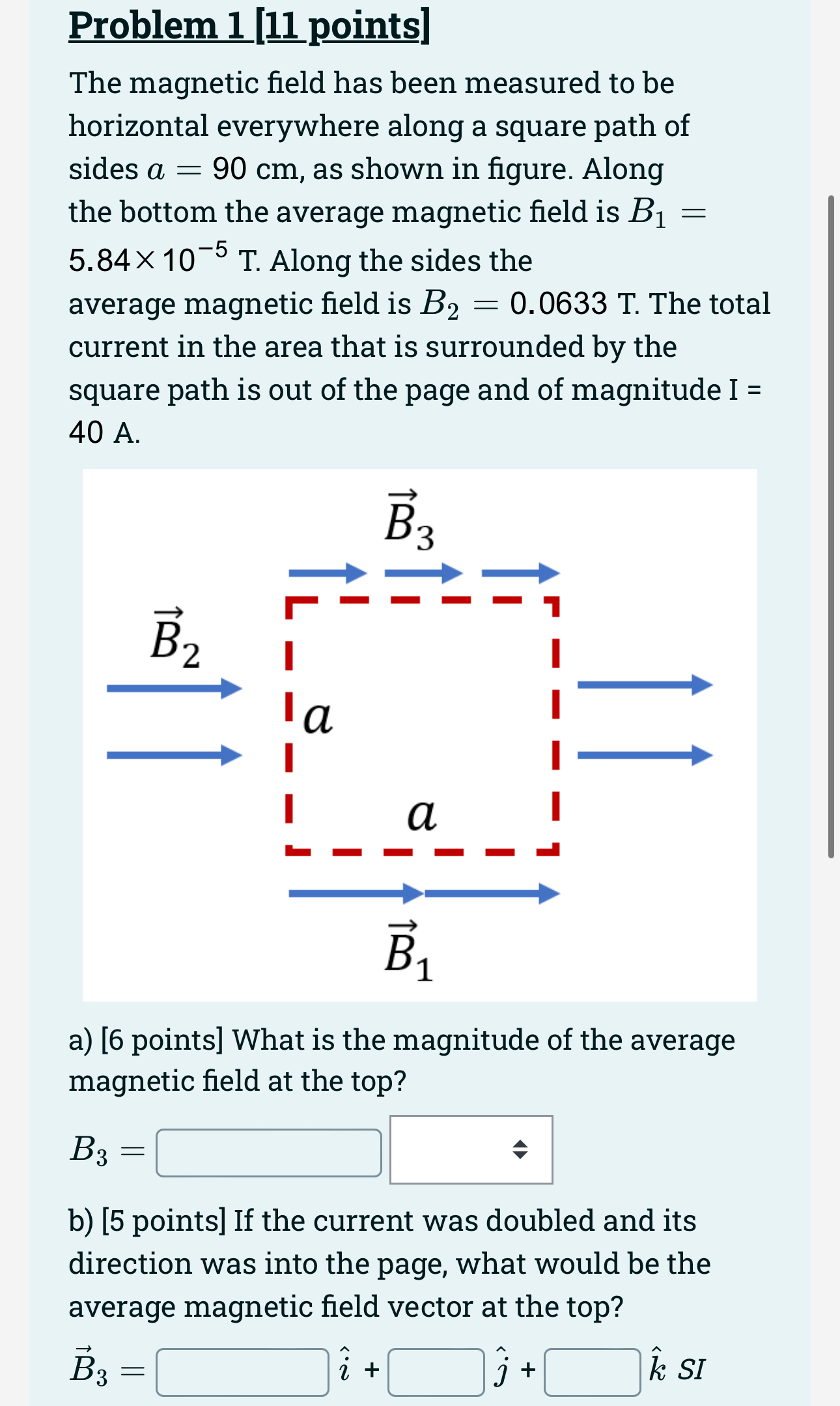 Solved Problem 1 [11 ﻿points]The magnetic field has been | Chegg.com