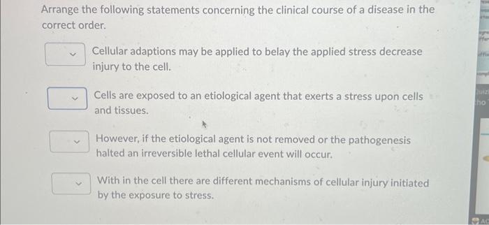 Solved Arrange the following statements concerning the | Chegg.com