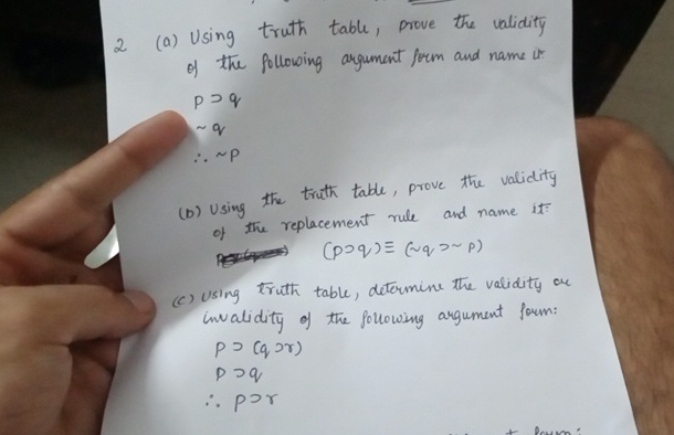Solved 2 (a) ﻿Using truth table, prove the validity of the | Chegg.com