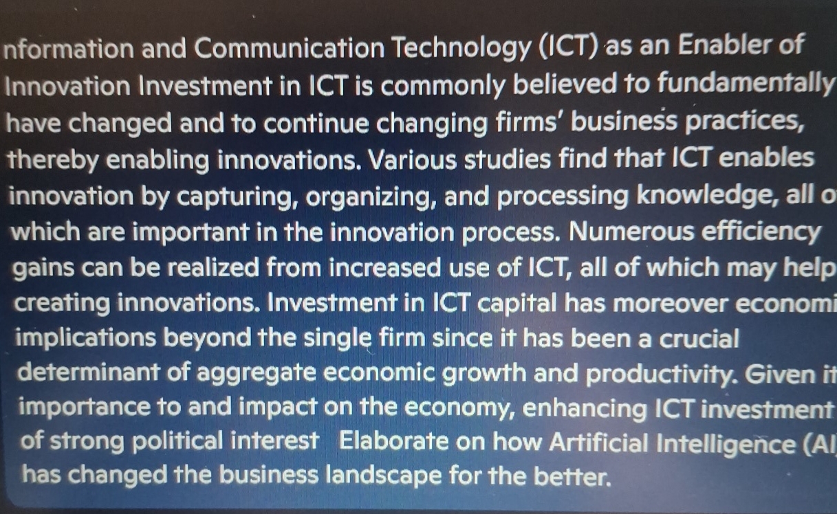 Solved nformation and Communication Technology (ICT) ﻿as an | Chegg.com