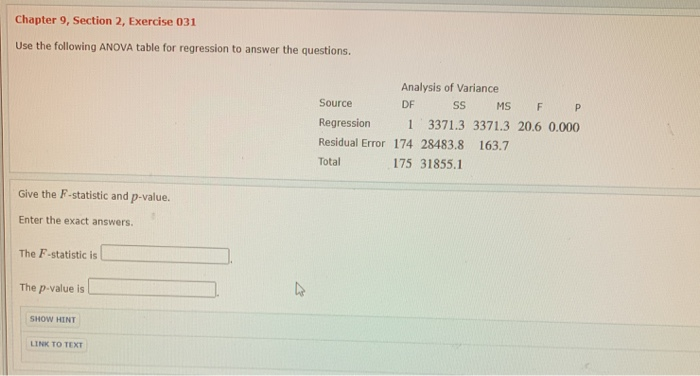 Solved Chapter 9, Section 2, Exercise 031 Use the following | Chegg.com