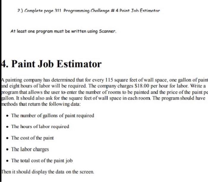 Solved 2) Complete page 311 Programming Challenge #4 Paint | Chegg.com