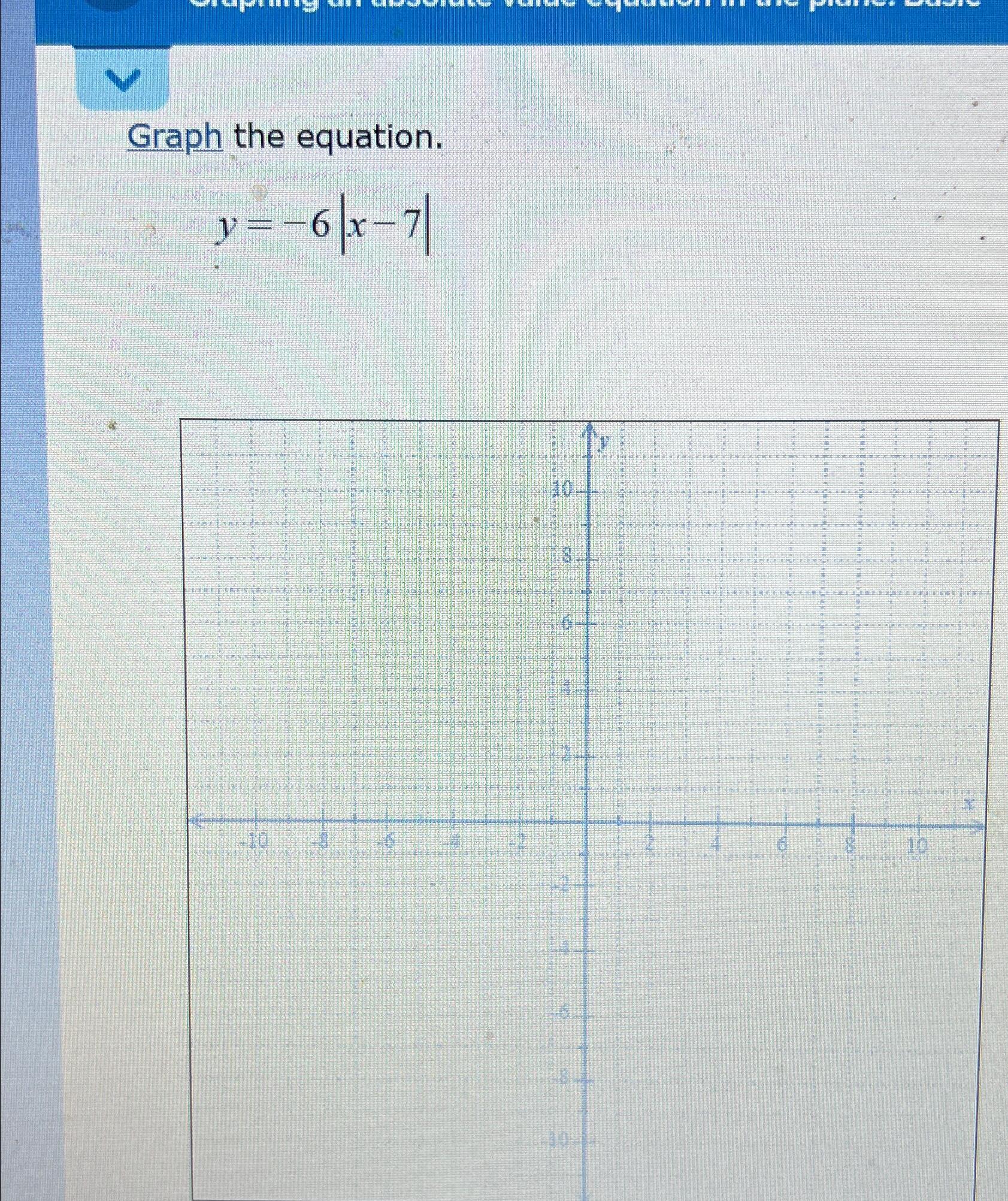 Solved Graph the equation.y=-6|x-7| | Chegg.com