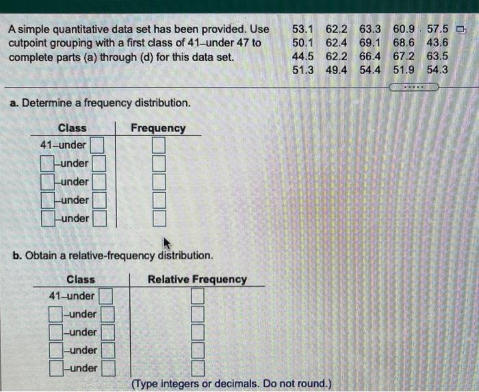 Solved 62.2 633 609 A simple quantitative data set has been | Chegg.com