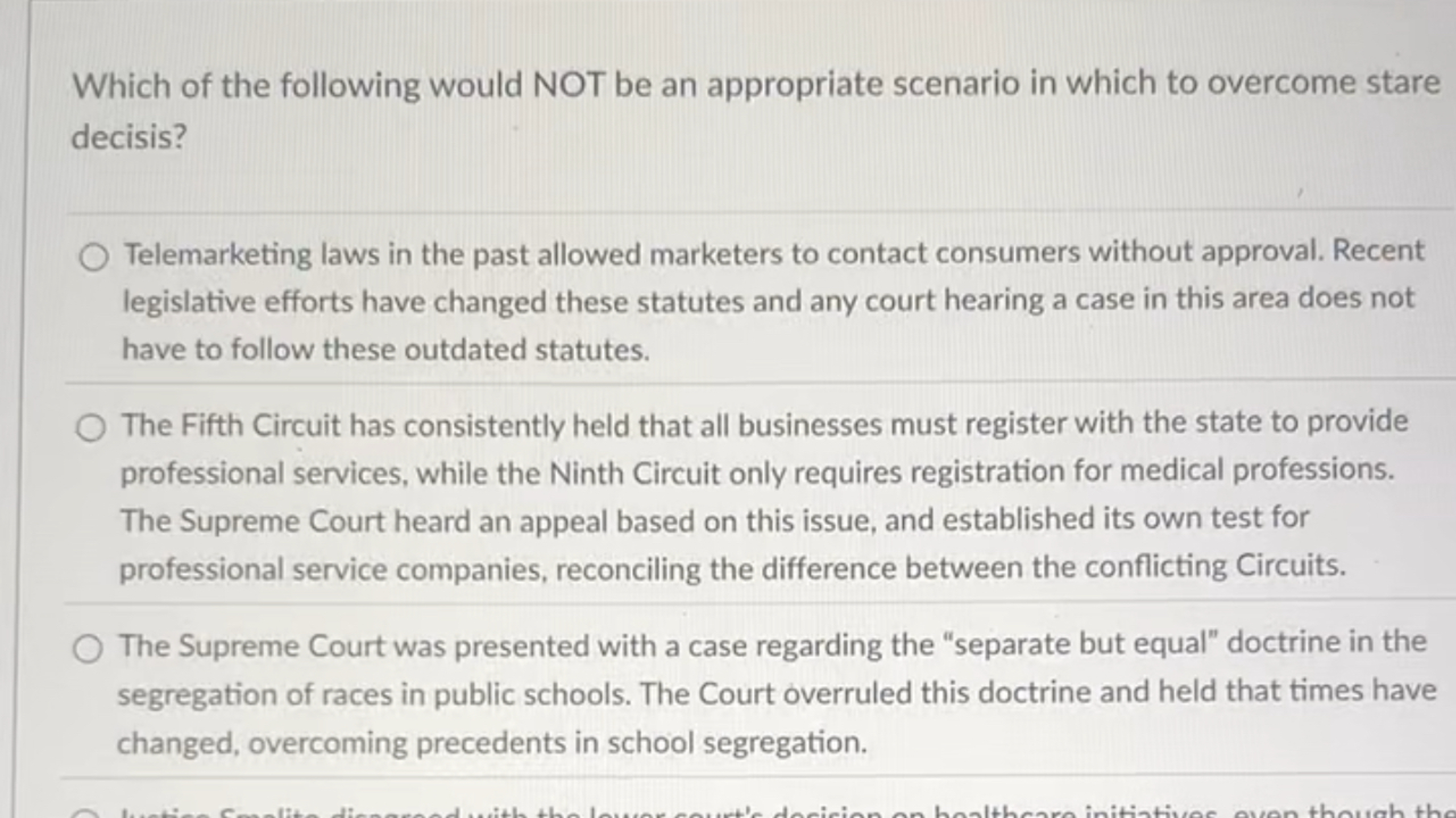 Solved Which of the following would NOT be an appropriate | Chegg.com