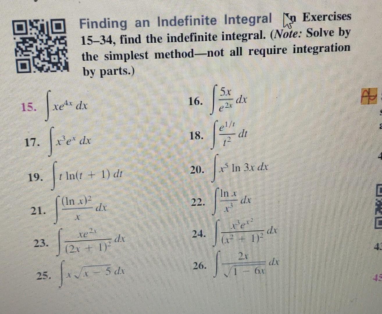 Solved Finding an Indefinite Integral 1o Exercises 15–34, | Chegg.com