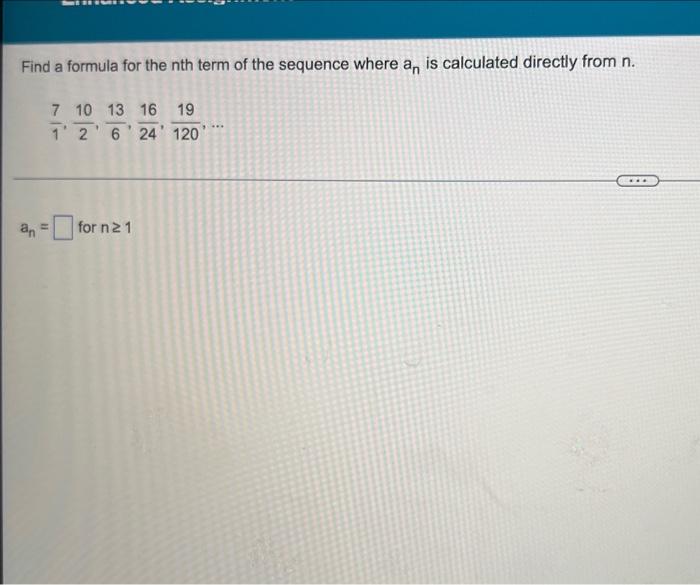 Solved Find a formula for the nth term of the sequence. - | Chegg.com