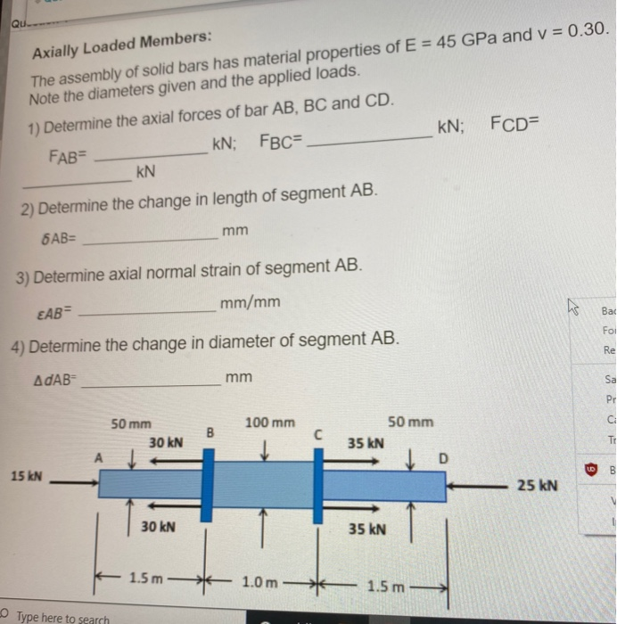 Solved Axially Loaded Members: The assembly of solid bars | Chegg.com