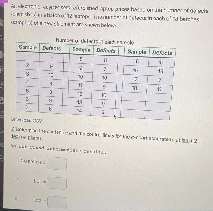 Solved An electronic recycler sets refurbished laptop prices | Chegg.com
