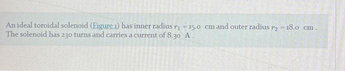 Solved An Ideal Toroidal Solenoid Figure Has Inner Radius