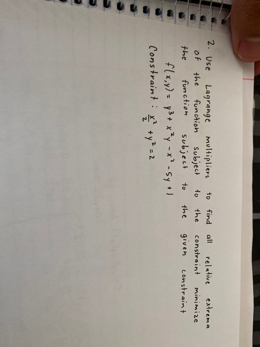 Solved find the the all relative extrema constraint minimize | Chegg.com