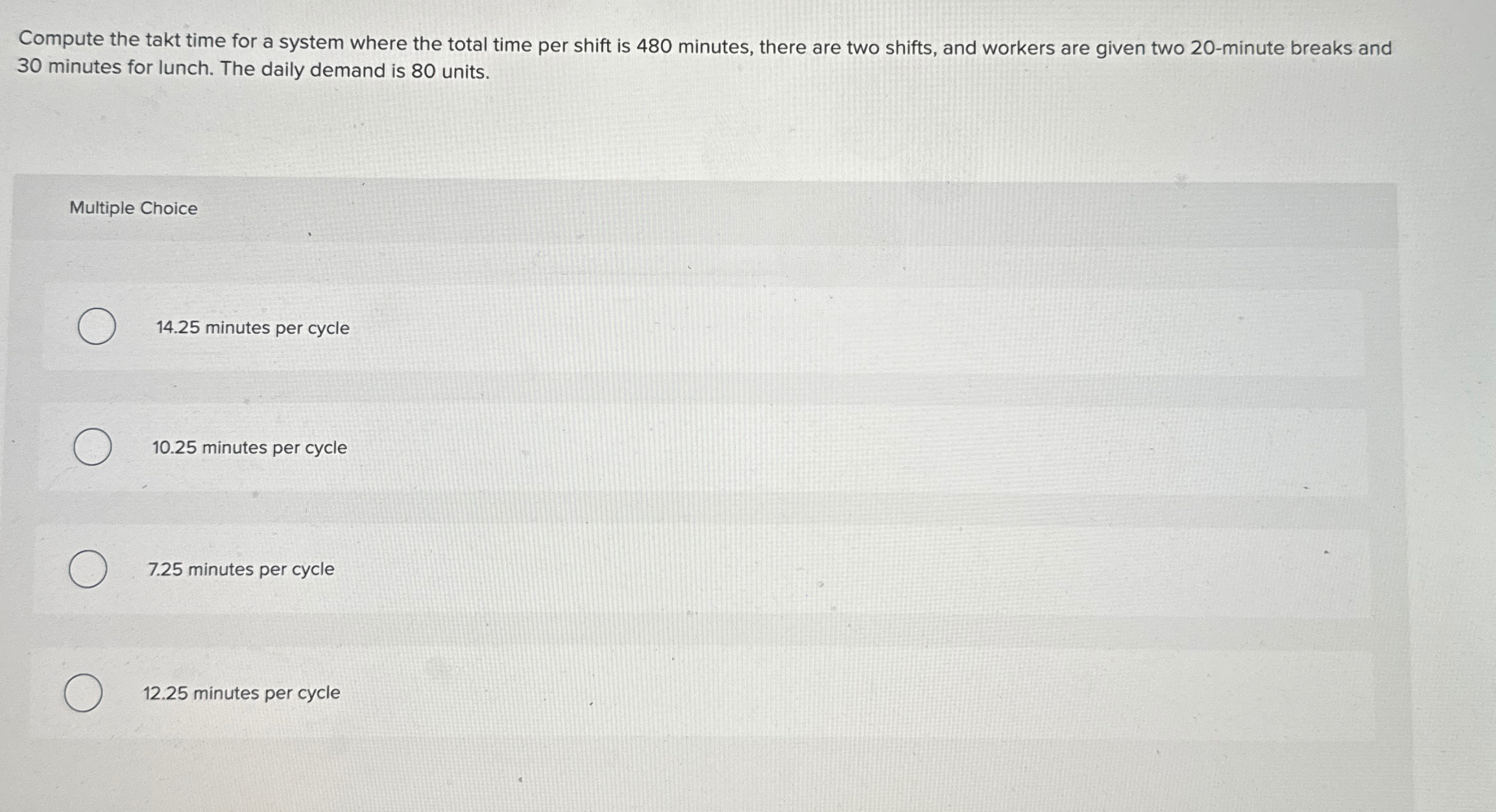 Solved Compute the takt time for a system where the total | Chegg.com