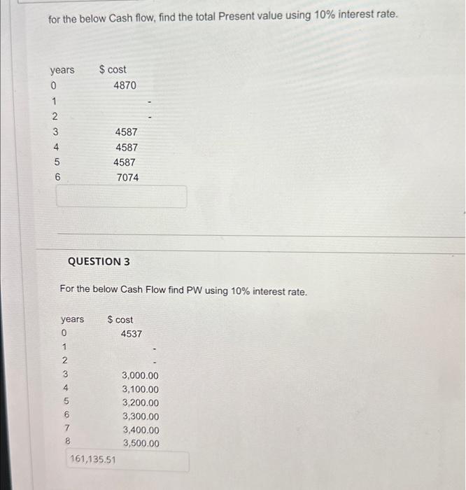 Solved for the below Cash flow, find the total Present value | Chegg.com