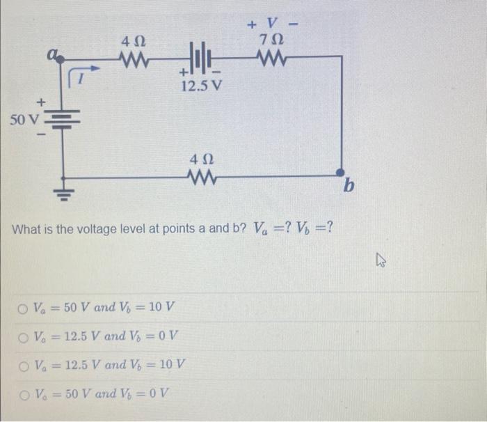 Solved What is the voltage level at points a and b? Va=?Vb= | Chegg.com