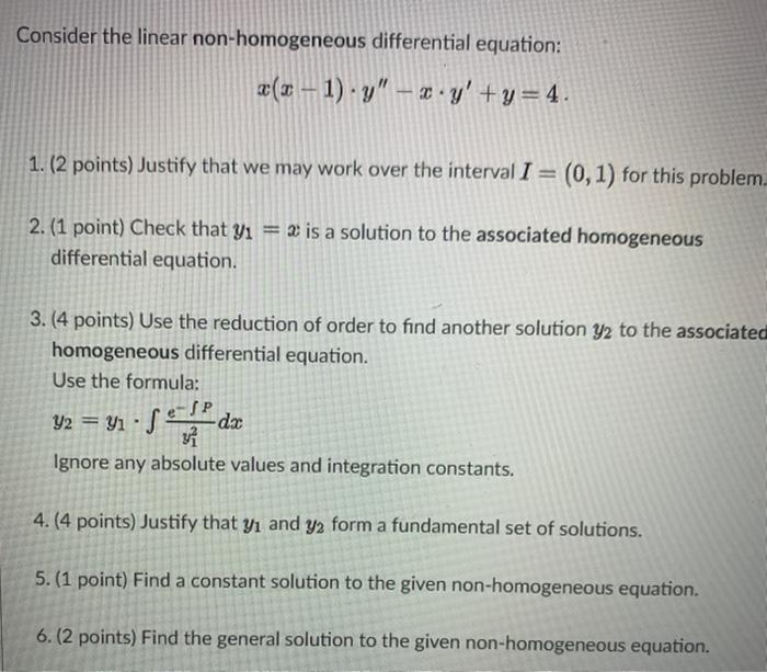 Solved Consider the linear non-homogeneous differential | Chegg.com