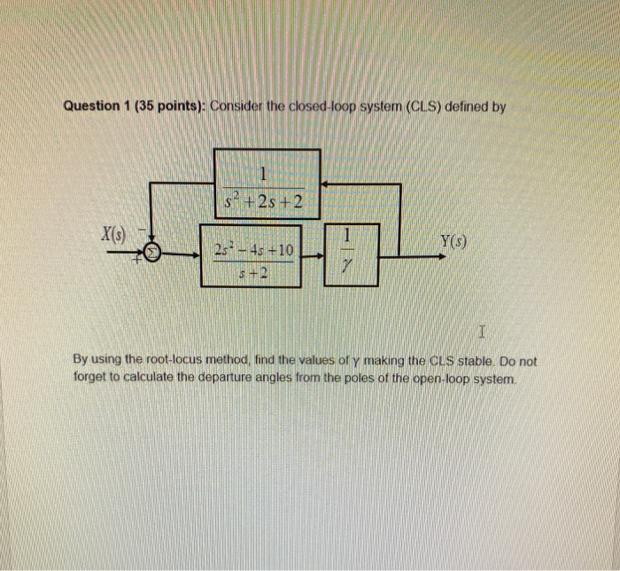Solved Question 1 (35 points): Consider the closed-loop | Chegg.com