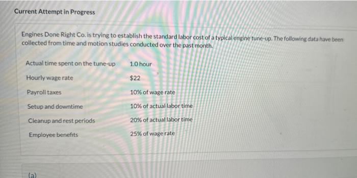 Solved Current Attempt in Progress Engines Done Right Co. is | Chegg.com