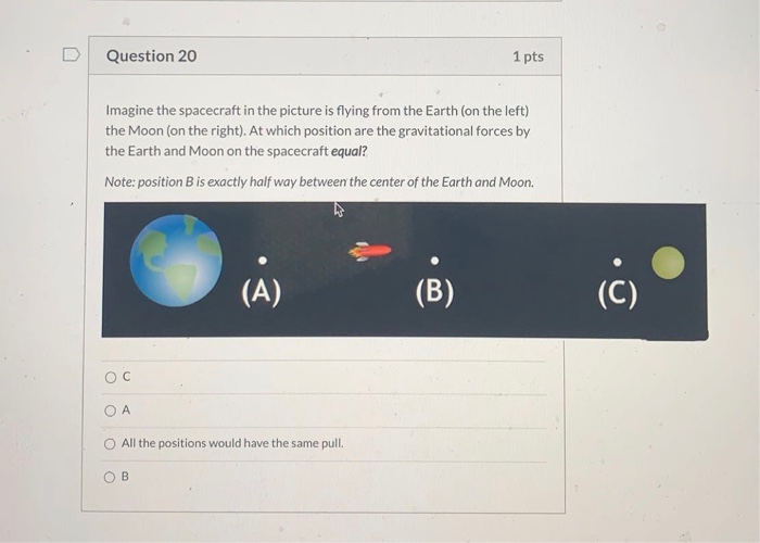 Solved Question 20 1 pts Imagine the spacecraft in the | Chegg.com