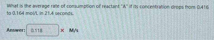 Solved What is the average rate of consumption of reactant " | Chegg.com