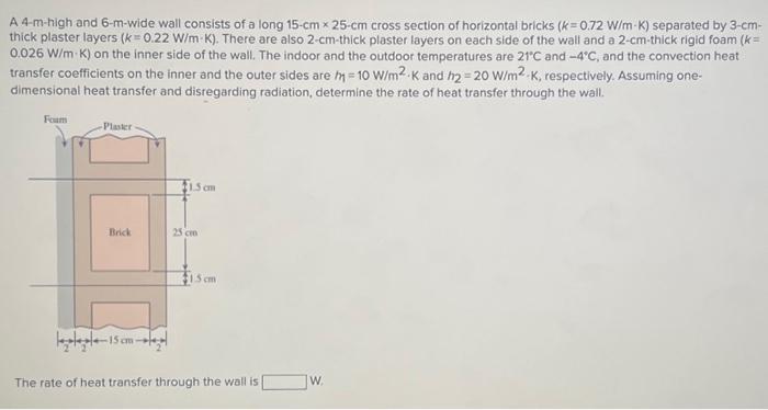Solved A 4-m-high and 6-m-wide wall consists of a long | Chegg.com