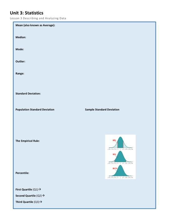 Unit 3: Statistics Lesson 3 Describing and Analyzing | Chegg.com
