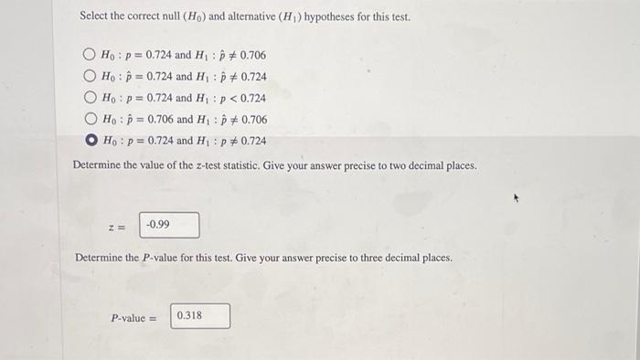 Select the correct null (H) and alternative (H) | Chegg.com