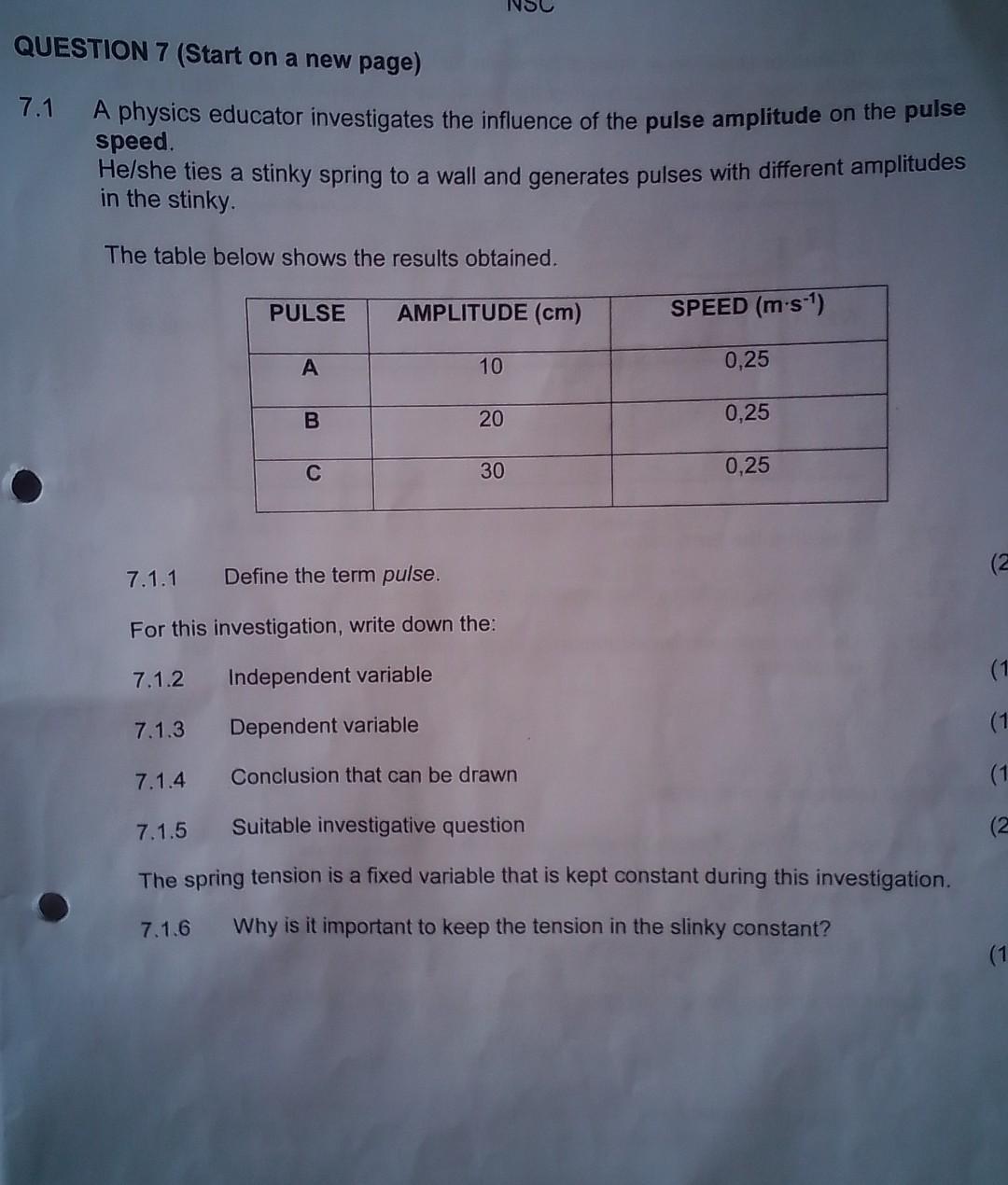 Solved QUESTION 7 (Start on a new page) 7.1 A physics | Chegg.com