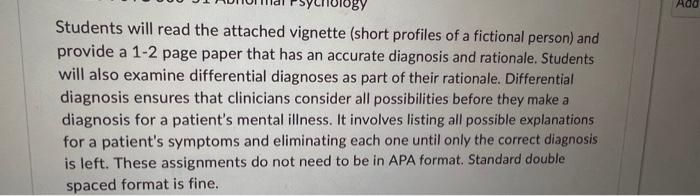 Students will read the attached vignette (short | Chegg.com