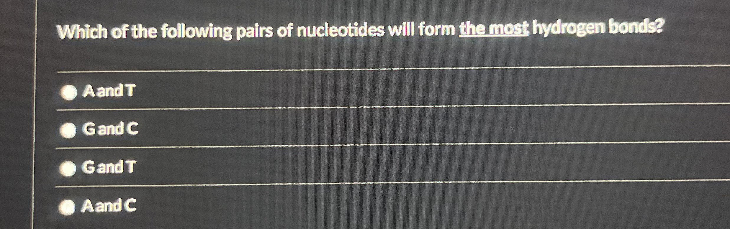 Solved Which of the following pairs of nucleotides will form | Chegg.com