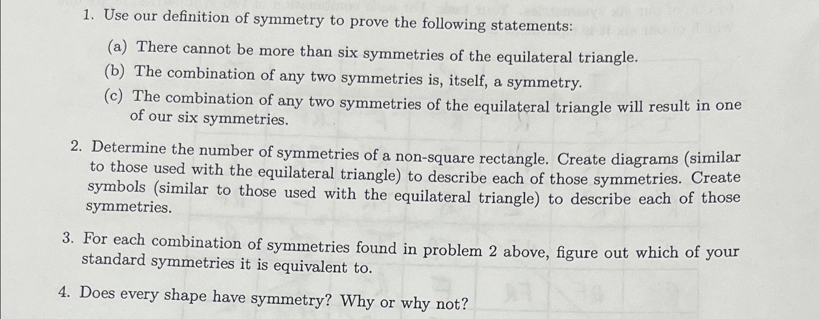 Solved Use our definition of symmetry to prove the following | Chegg.com