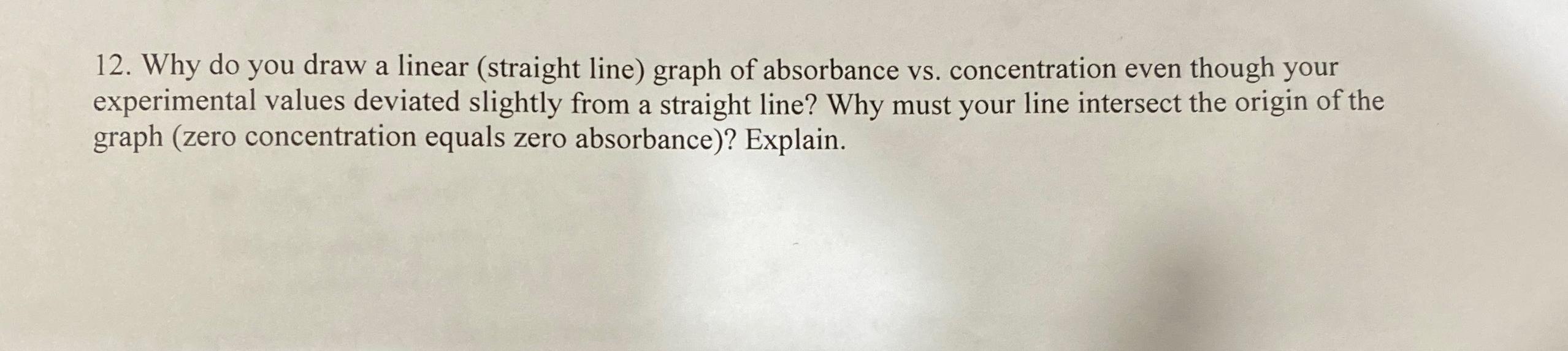 Solved Why do you draw a linear (straight line) ﻿graph of | Chegg.com