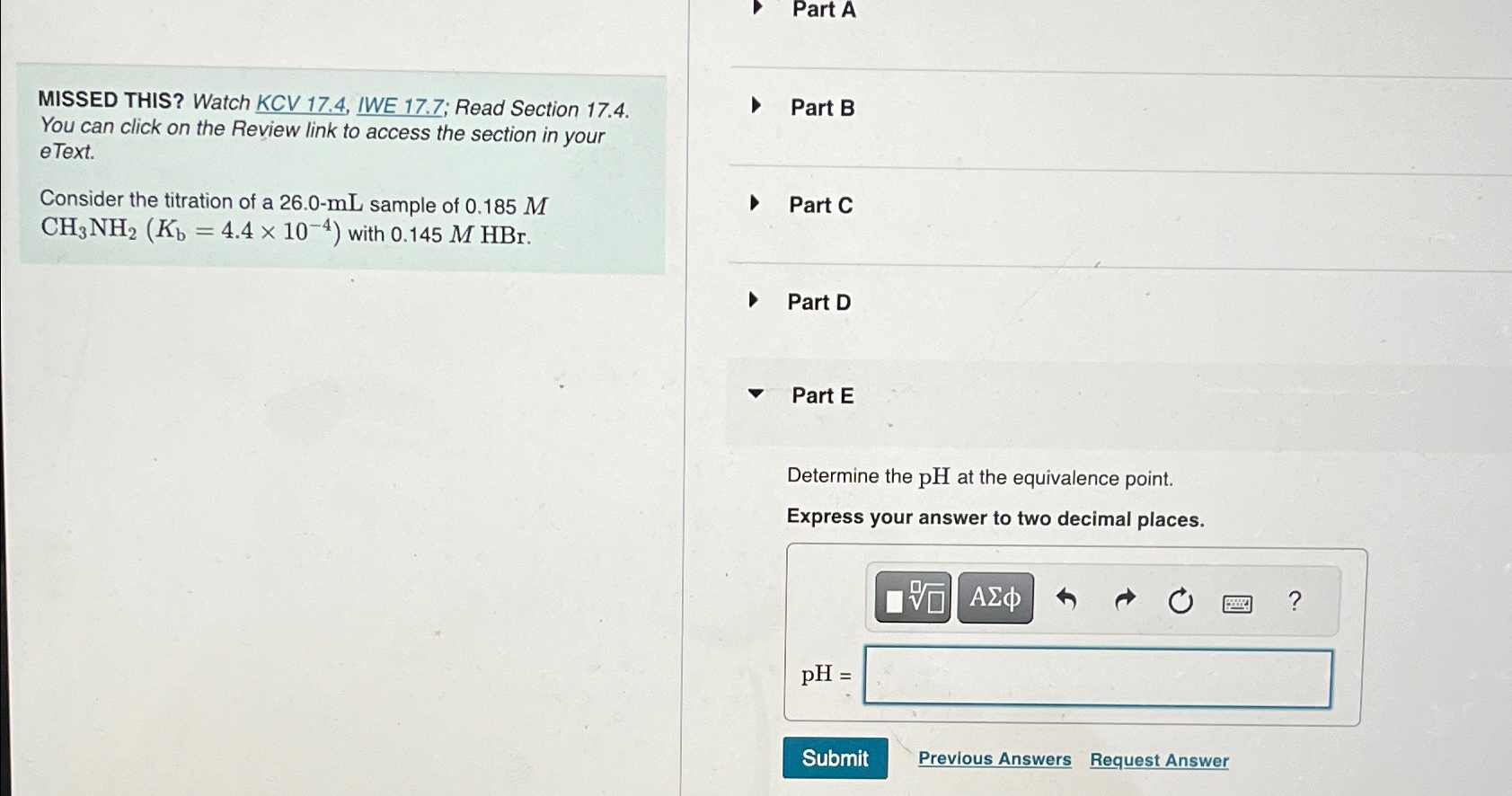 Solved MISSED THIS? Watch KCV 17.4, ﻿IWE 17.7; Read Section | Chegg.com