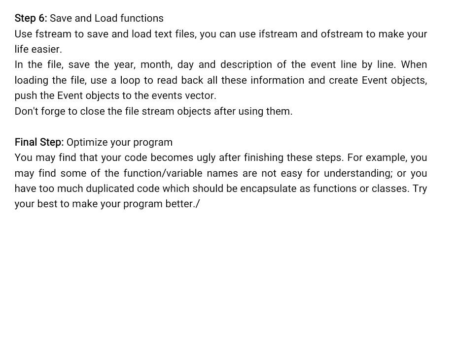 Solved Task: Calendar Project Requirements: Write a program | Chegg.com