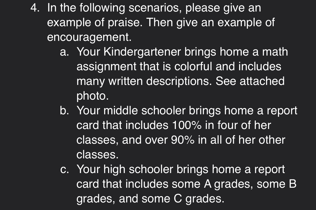 Solved In the following scenarios, please give an example of | Chegg.com