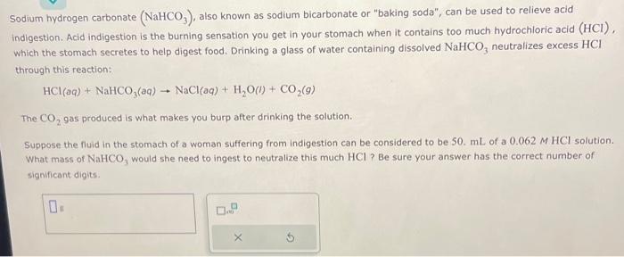 Solved Sodium hydrogen carbonate (NaHCO3), also known as | Chegg.com