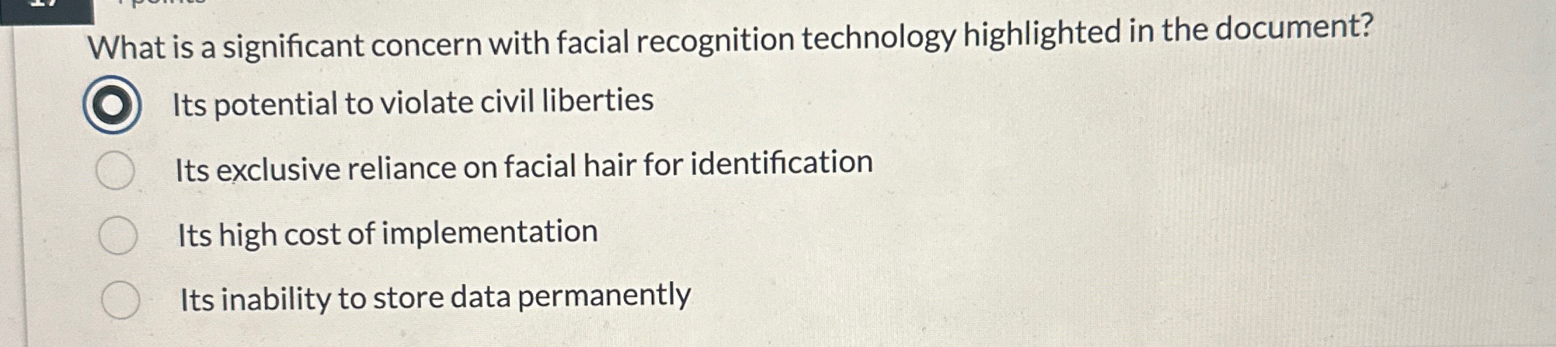 Solved What is a significant concern with facial recognition | Chegg.com