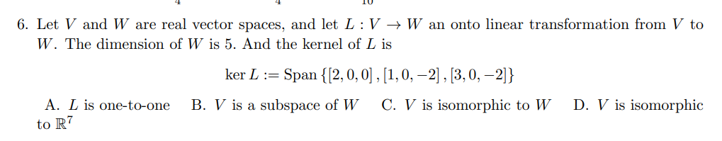 Solved Let V ﻿and W ﻿are real vector spaces, and let L:V→W | Chegg.com