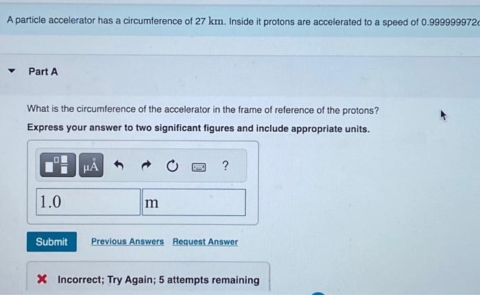 Solved A particle accelerator has a circumference of 27 km. | Chegg.com
