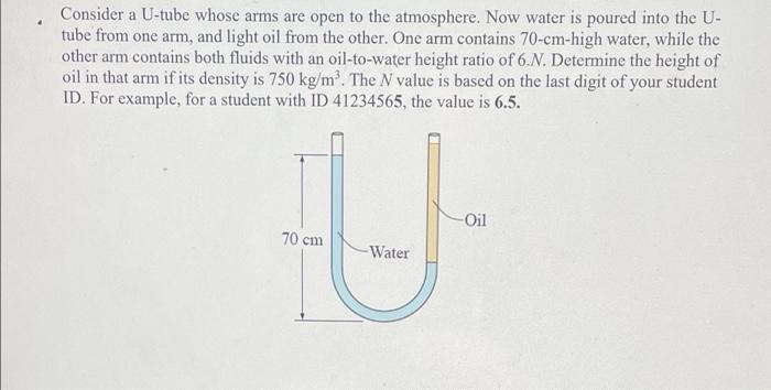 Solved Consider a U-tube whose arms are open to the | Chegg.com