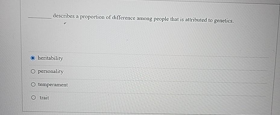 Solved describes a proportion of difference among people | Chegg.com