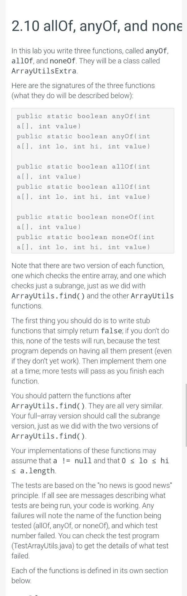 Solved 2.10 allOf, anyOf, and none In this lab you write | Chegg.com