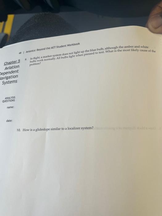 Solved Avionics: Beyond the AET Student Workbook 9. In light | Chegg.com