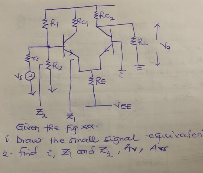 Solved Goven the fig x2x. i Draw the small signal equivalen | Chegg.com