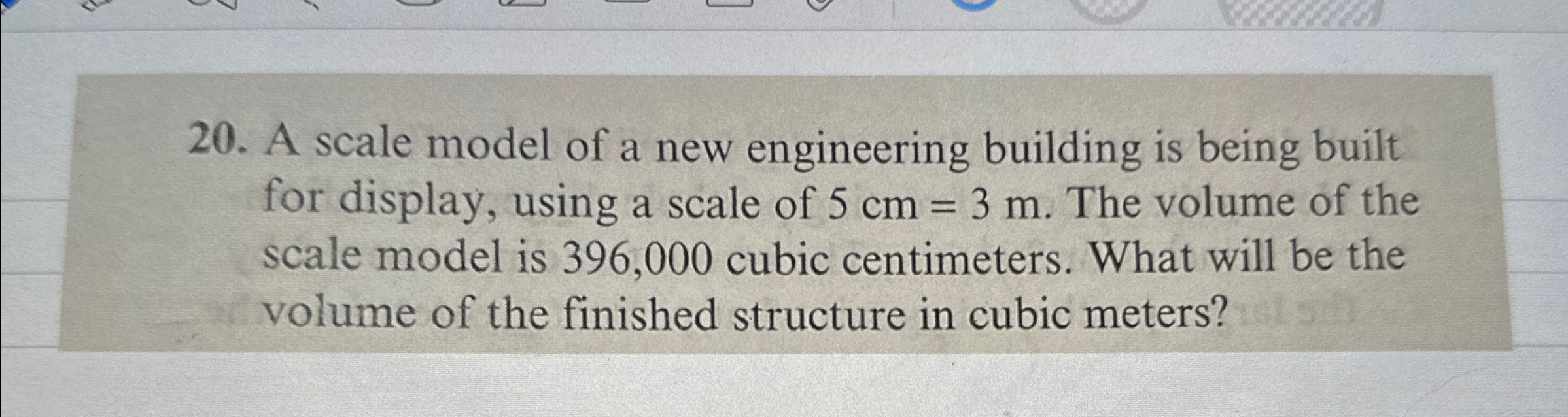 Solved A scale model of a new engineering building is being | Chegg.com