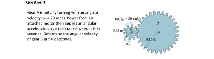Solved Question 1 Gear A is initially turning with an | Chegg.com