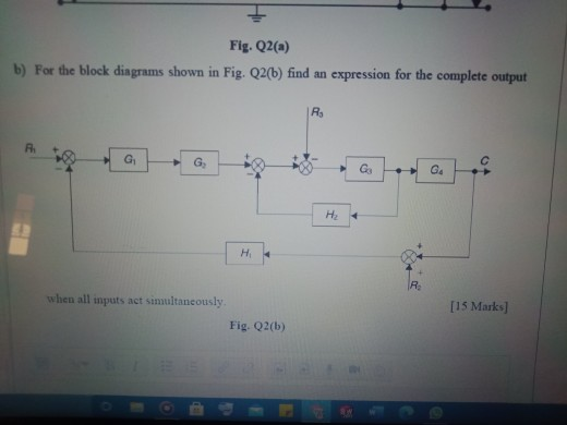 Fig. Q2a) b) For the block diagrams shown in Fig. | Chegg.com