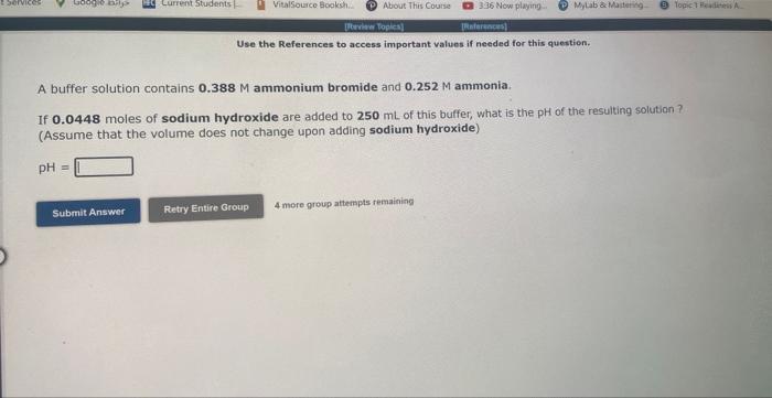 Solved A buffer solution contains 0.388M ammonium bromide | Chegg.com