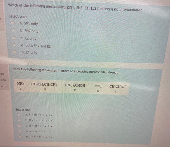 Solved Which of the following mechanisms (SN1, SN2, E1, E2) | Chegg.com