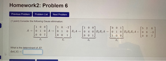 Solved Homework2: Problem 6 Previous Problem Problem List | Chegg.com